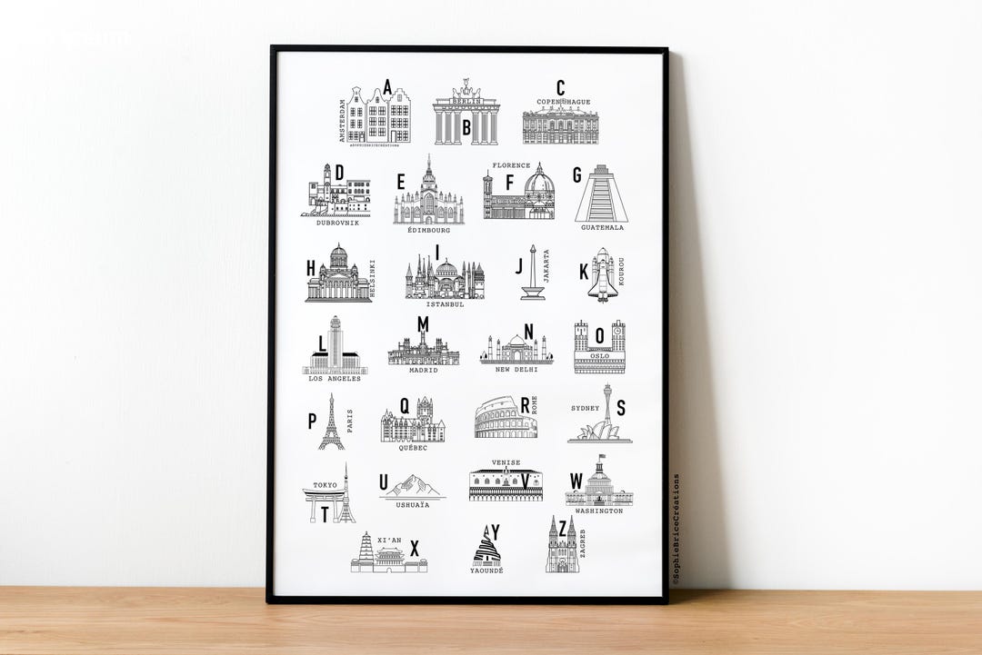 Póster ALFABETO MUNDIAL Ilustración original Arte mural Creaciones de ...