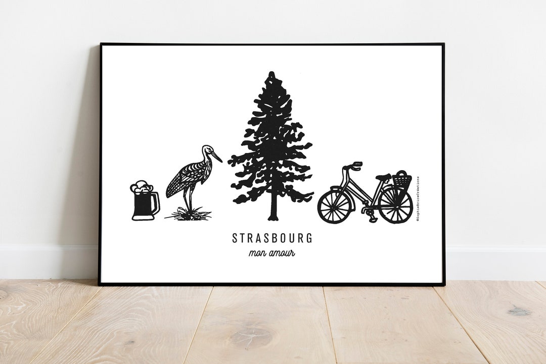 STRASBOURG Printed Poster Illustration of Strasbourg Symbols Limited ...