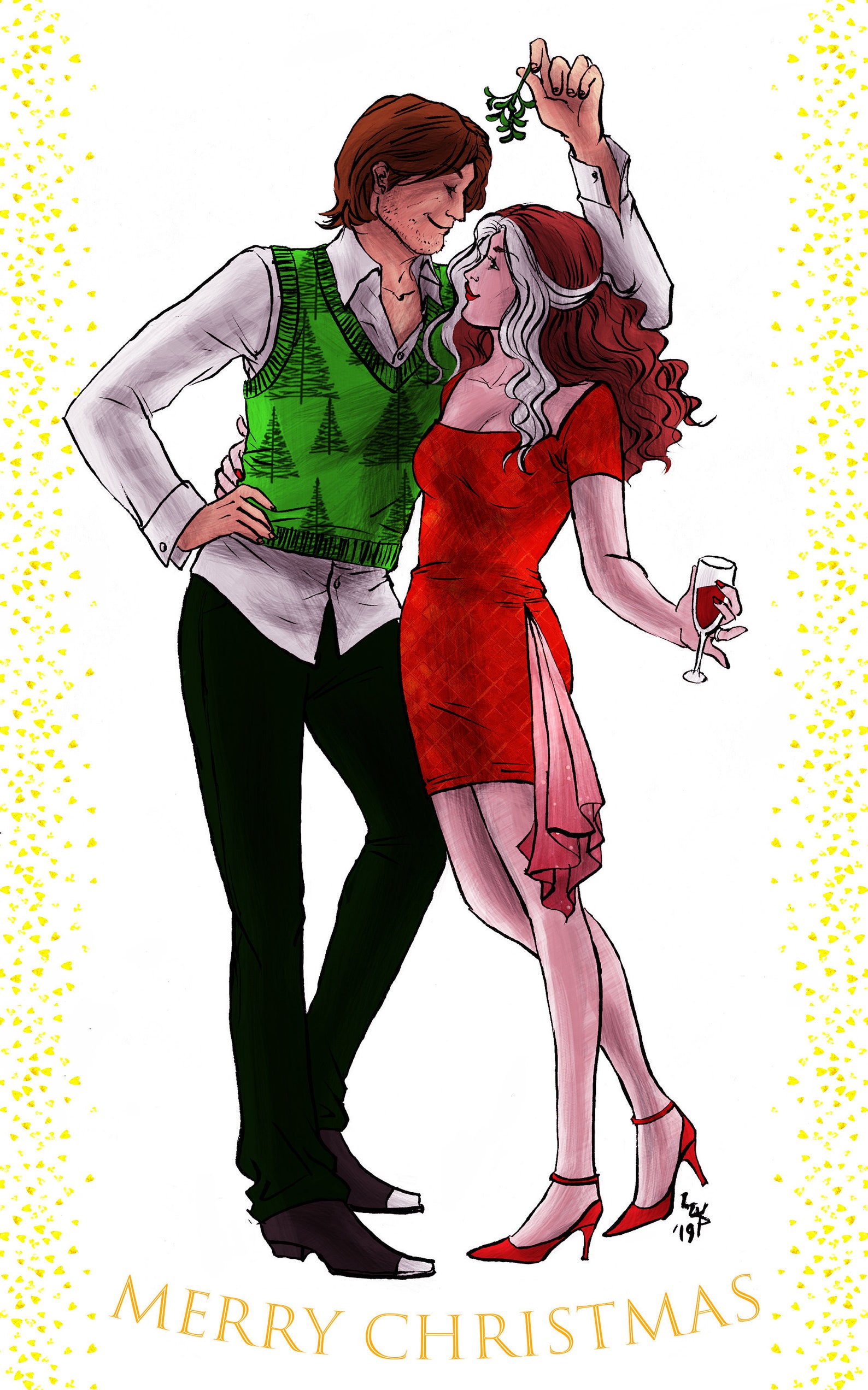 Deluxe Rogue & Gambit Christmas Postcard - Etsy