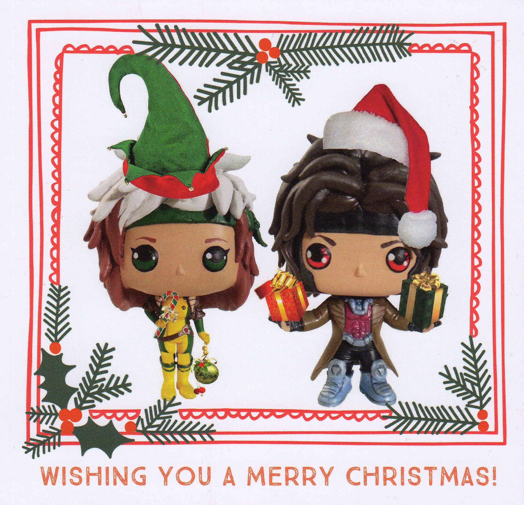 Funko Pop Rogue and Gambit Christmas Card - Etsy