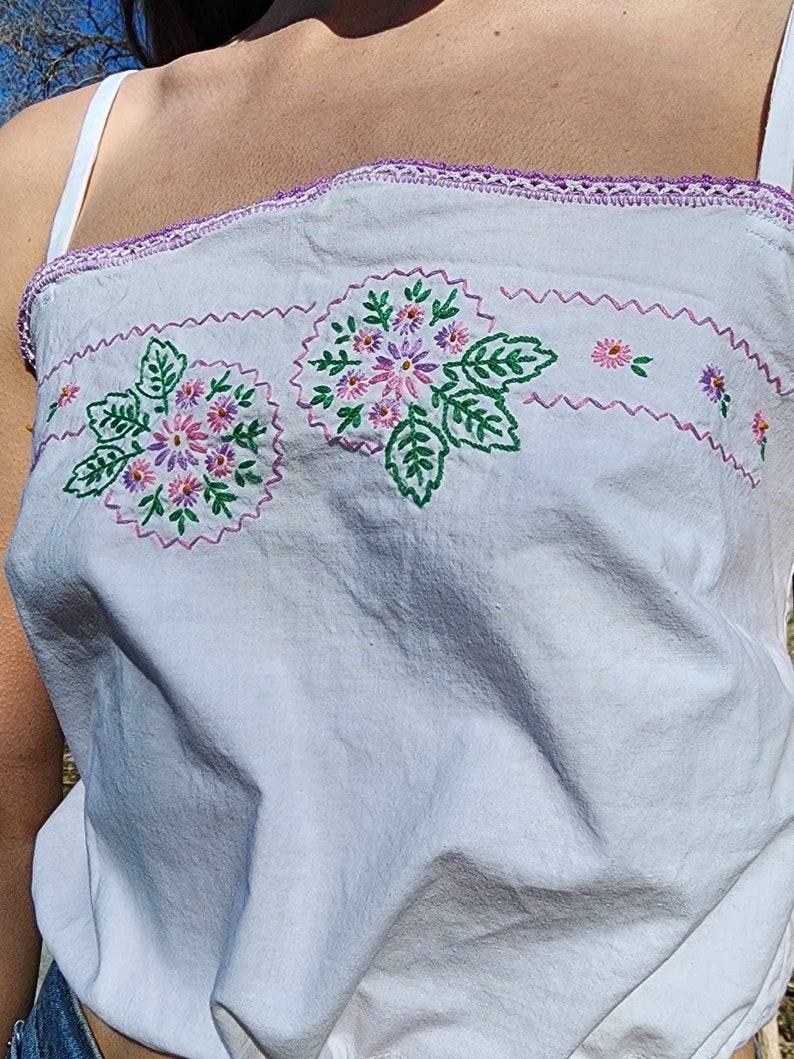 Cross-stitch Detail Crop Top - Etsy