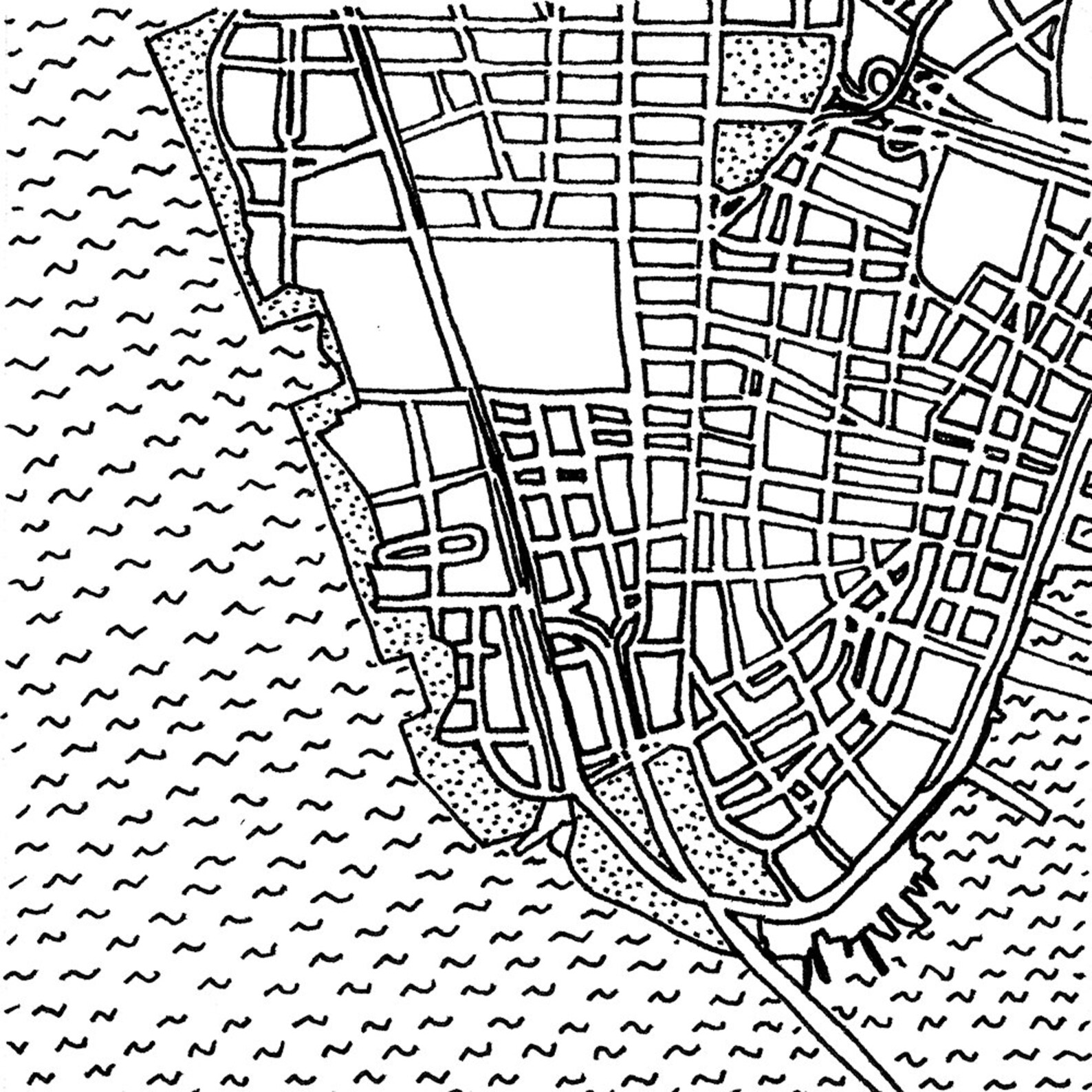 Lower Manhattan NYC Street Grid Hand Drawn Map 01.02 - Etsy