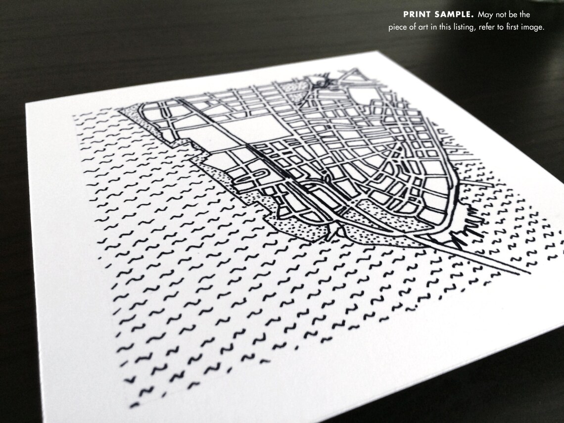 Lower Manhattan NYC Street Grid Hand Drawn Map 01.02 - Etsy