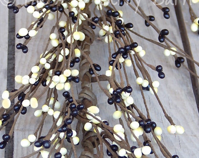 Black & Primitive Cream Berry Garland, Rustic Berry Garland, Primitive ...