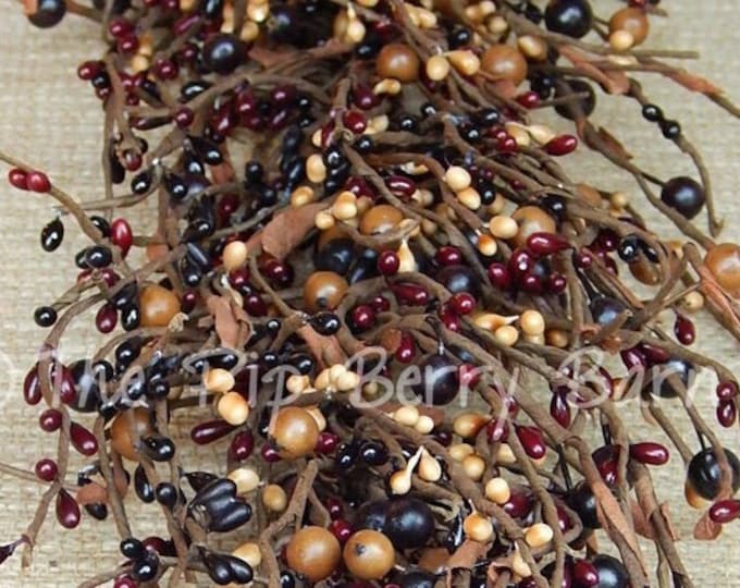 Burgundy, Black & Tan Berry Garland: 53" Rustic Pip Berry Wreath Supply ...