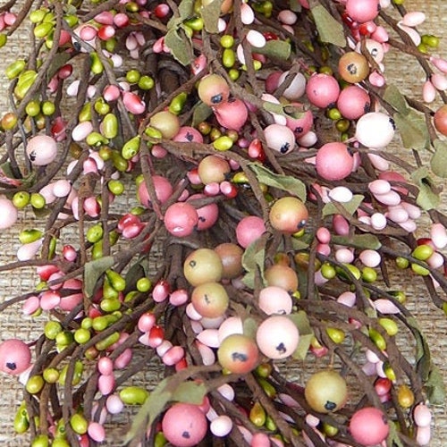 Spring Berry Garland Pink & Green Mixed Berry Garland Spring | Etsy