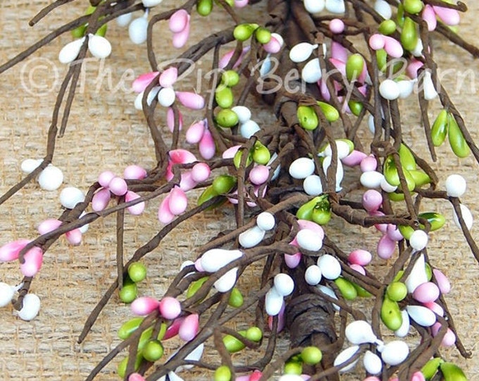 Pink, Green & White Garland, Pip Berry Garland, Easter Garland, Spring ...