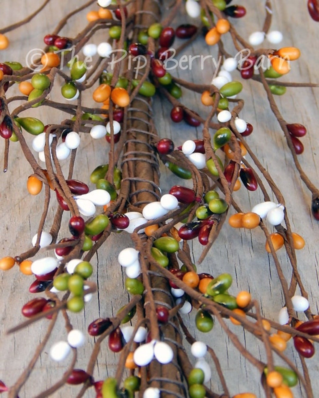 Berry Garland, Fall Berry Garland, Burgundy-green-orange-white Pip ...