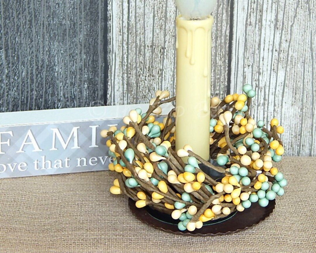 Spring Berry Ring, Blue & Yellow Berry Ring, Spring Pip Berry Candle ...