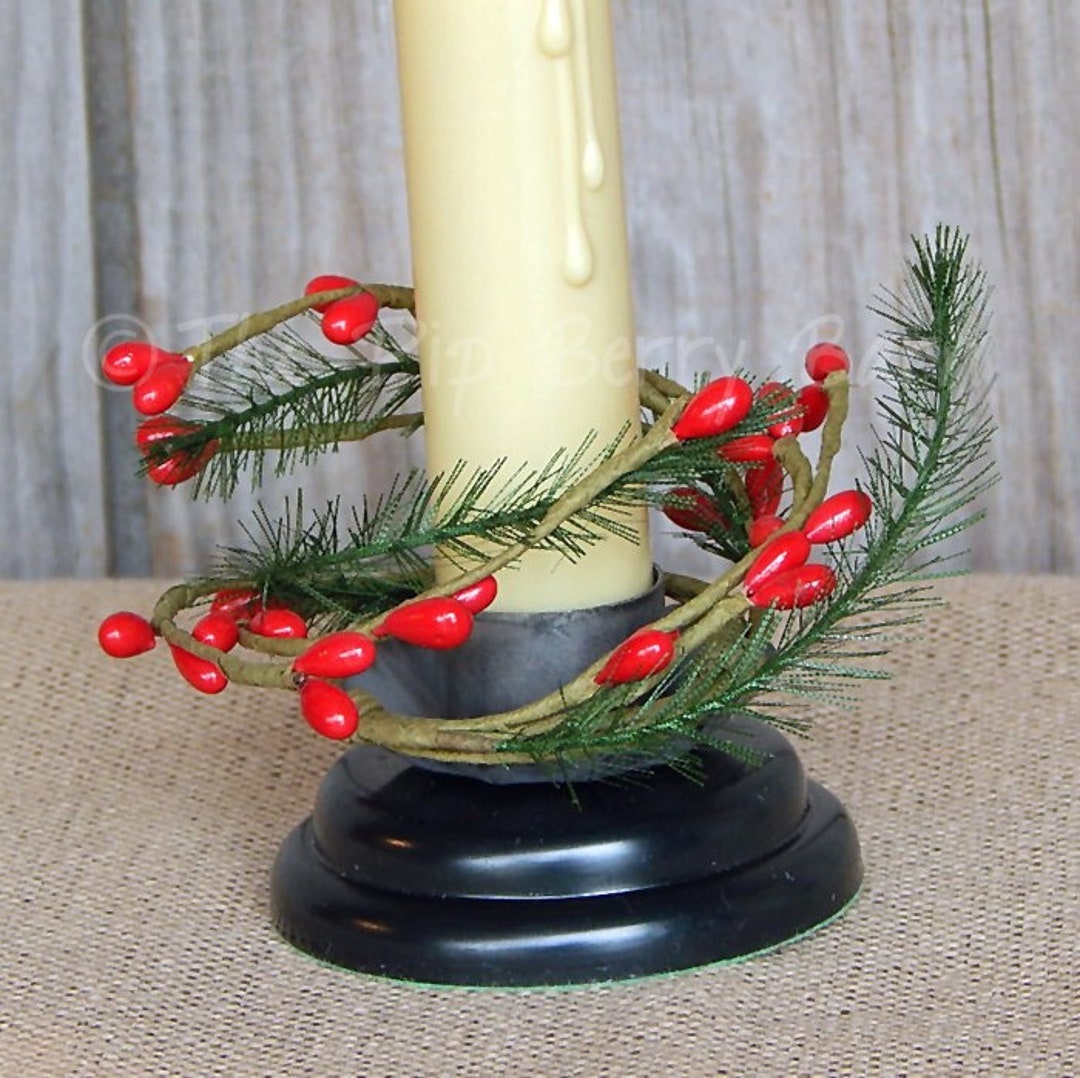 Christmas Candle Ring, Berry Ring, Christmas Berry Ring, Mini Pine Pip ...
