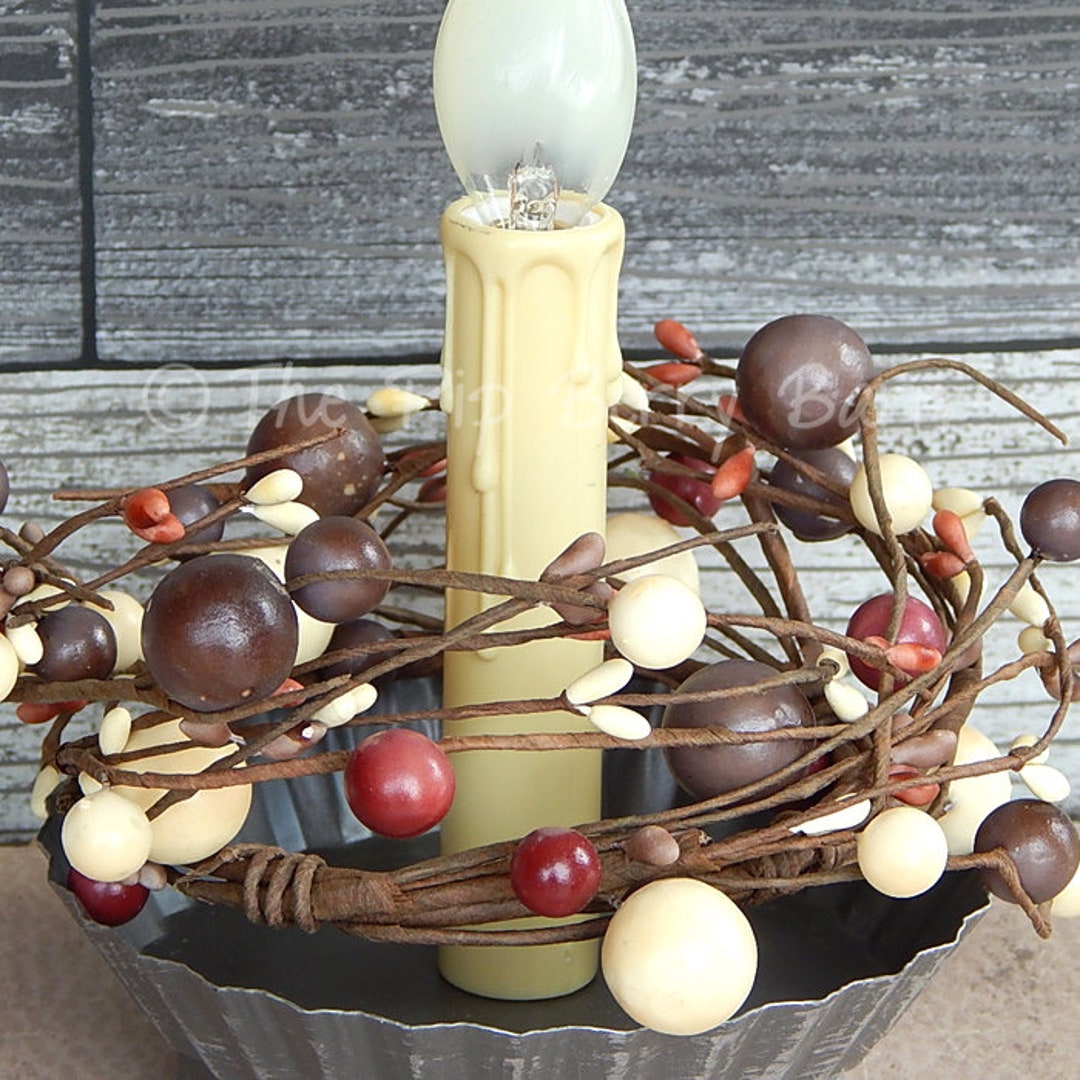 Rustic Berry Ring, Primitive Candle Ring, Heartfelt Combo Berry Ring ...