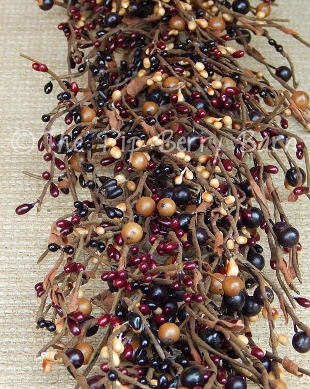 Burgundy, Black & Tan Berry Garland: 53" Rustic Pip Berry Wreath Supply ...