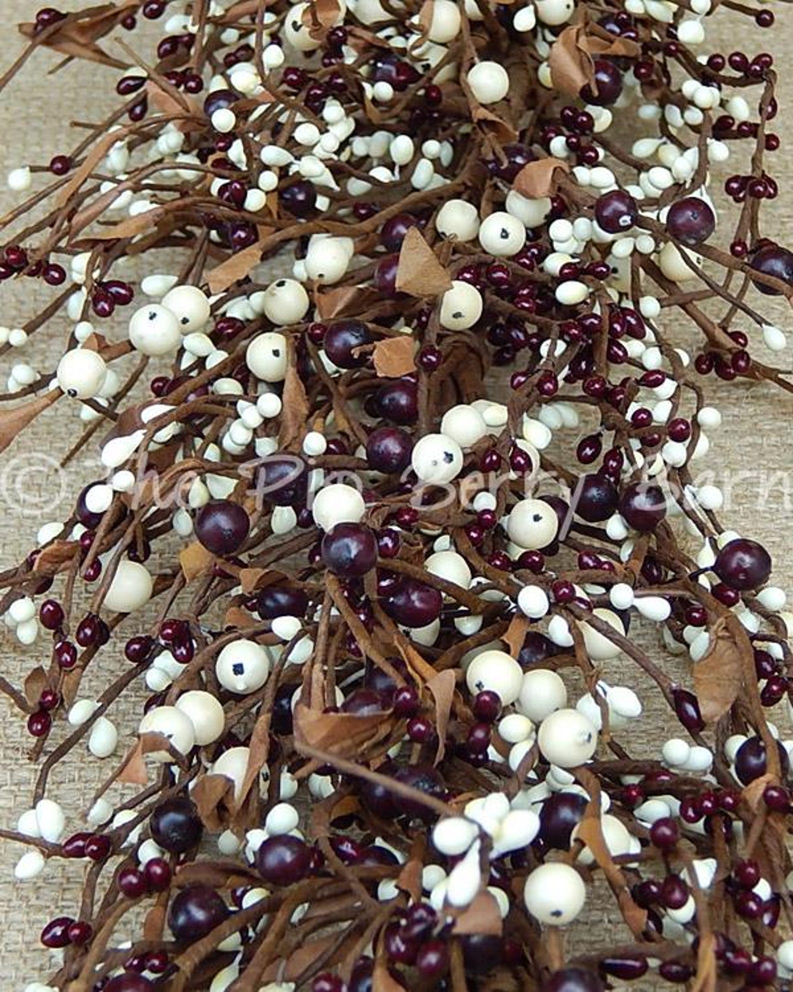 Burgundy & Cream Berry Garland: 53" Primitive Country Decor - Etsy