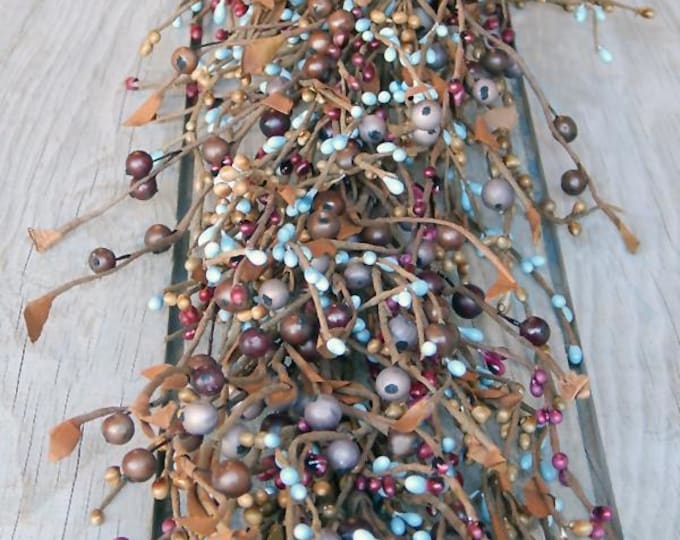 Mulberry Berry Garland With Rusty Stars, 53" Primitive Fall Decor - Etsy