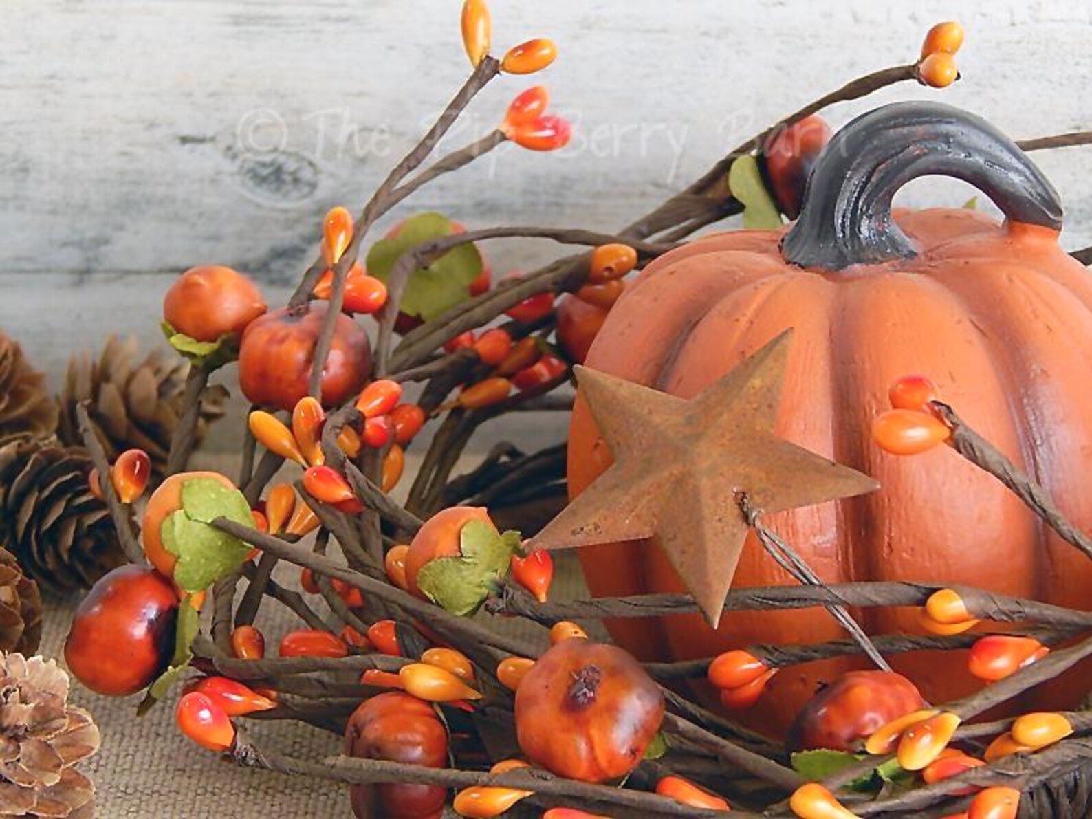 Pumpkin Candle Ring: Fall Berry & Pip Decor, 4.5" Inner Diameter - Etsy