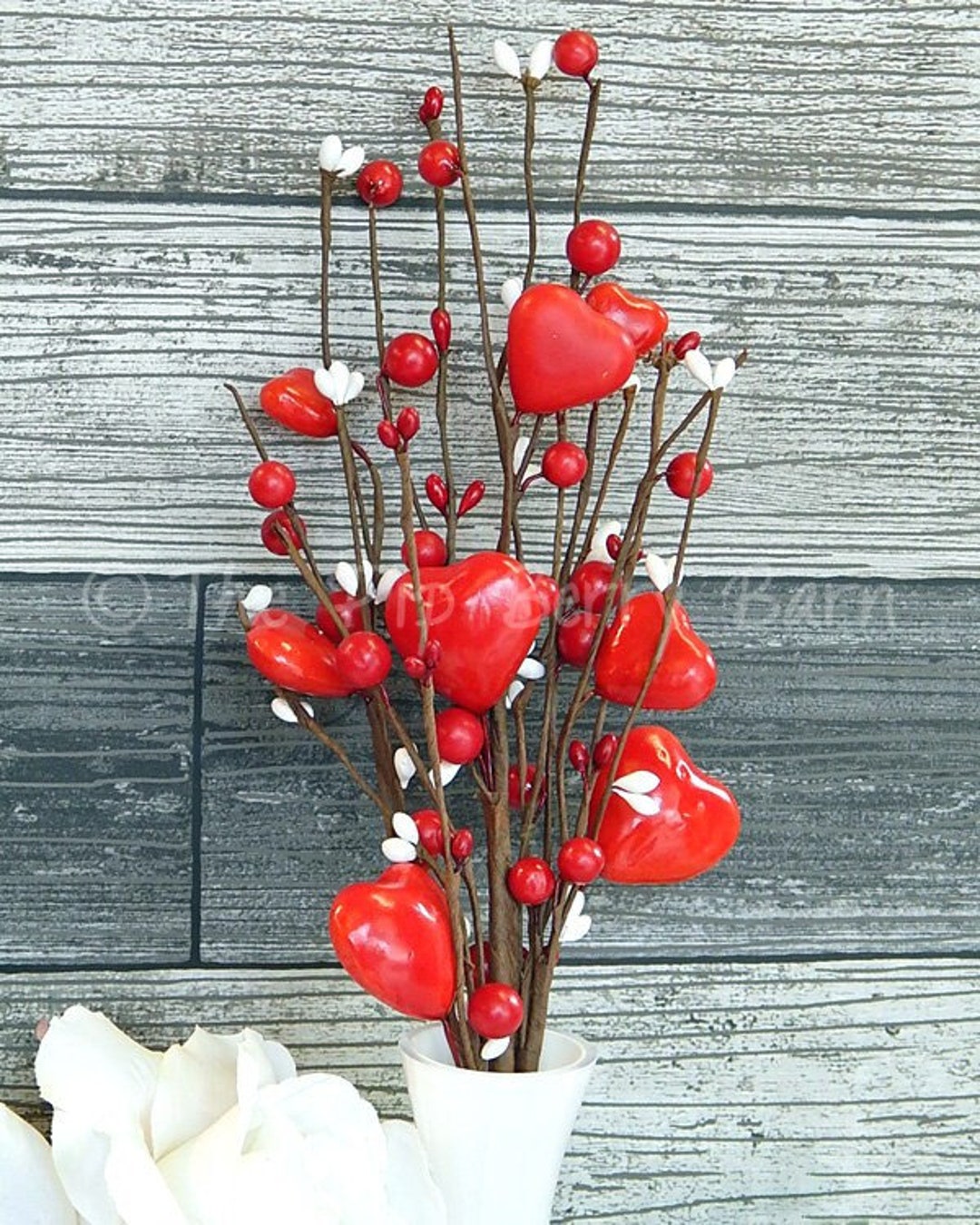 Heart Pick Berry Pick Berry Stem Red Berry Pick Valentine - Etsy