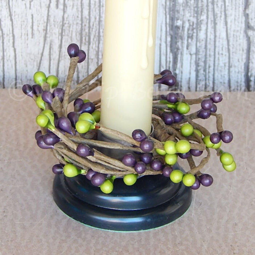 Adjustable Taper Candle Ring, Mini Candle Ring, Taper Berry Ring, Green ...