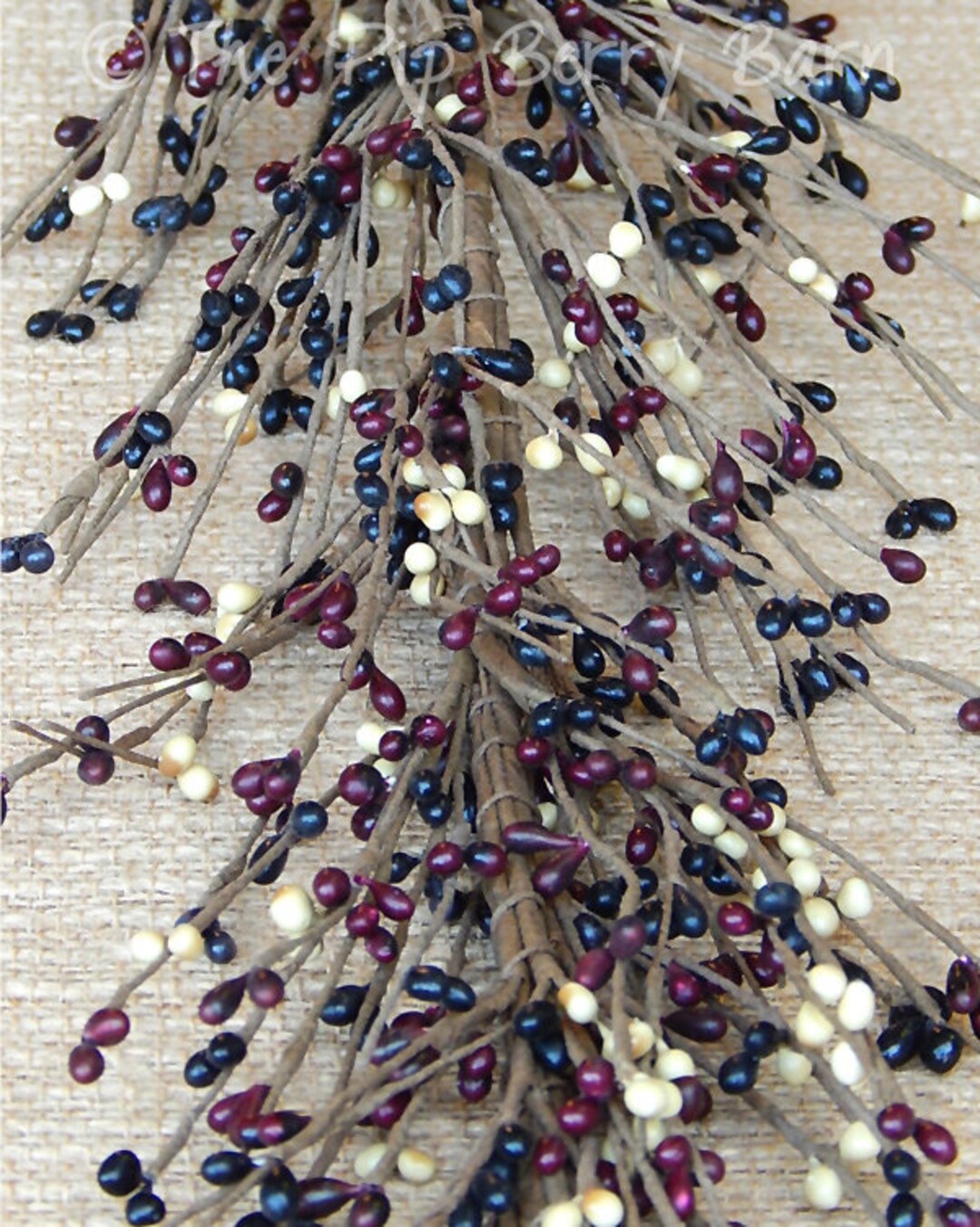 CLOSEOUT Primitive Berry Garland, Burgundy Black & Primitive Cream Pip ...