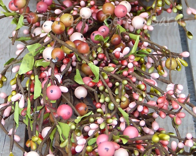 Spring Berry Garland, Pink & Green Mixed Berry Garland, Spring Pip ...