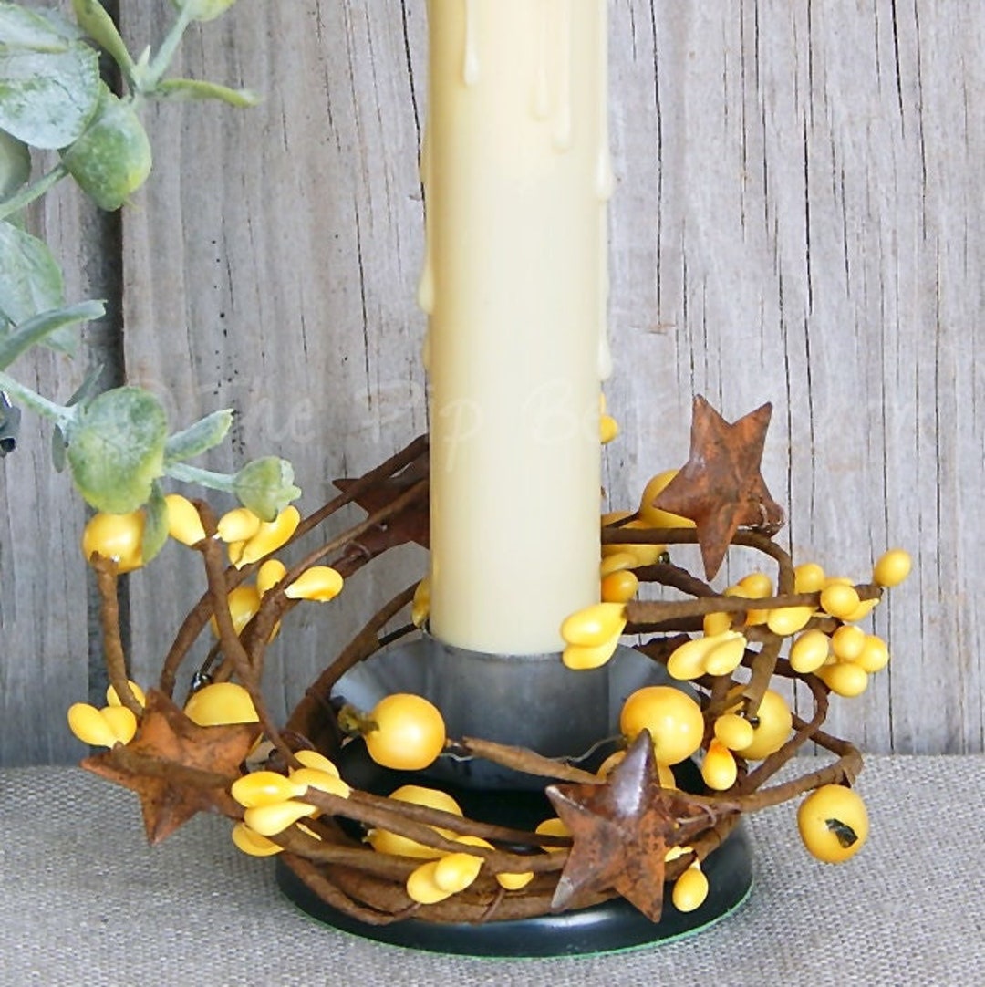 Yellow Berry Ring, Yellow Candle Ring, Spring Candle Ring, Wedding ...