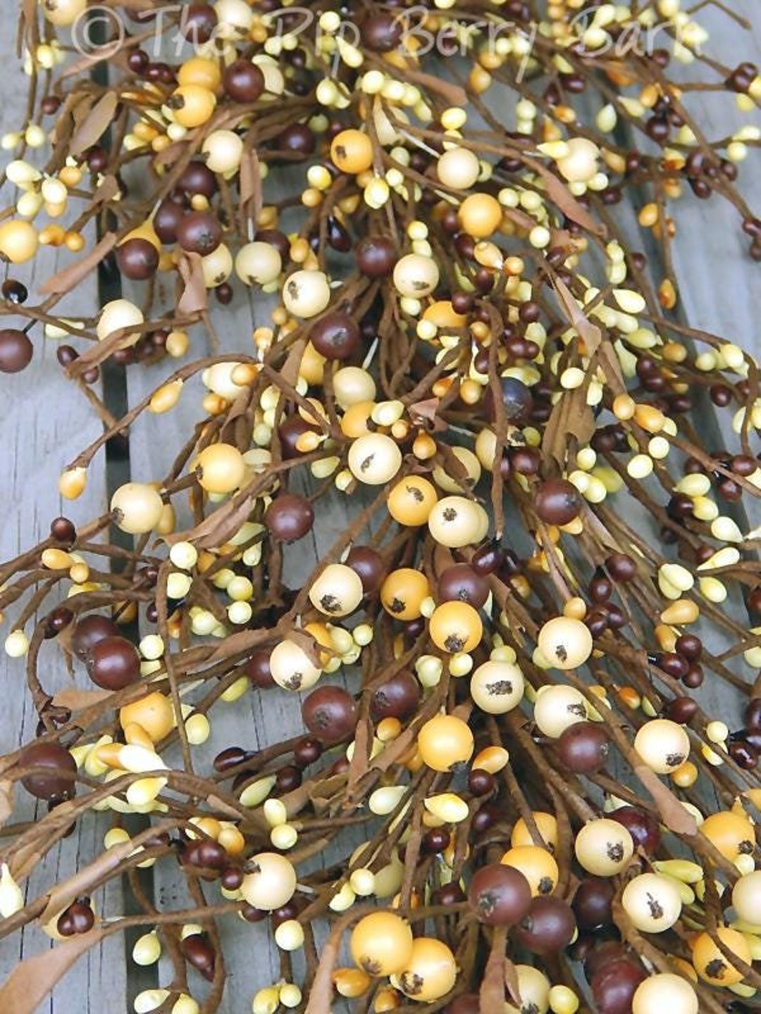 Rustic Berry Garland, Primitive Berry Garland, Brown-yellow Mix Berry ...