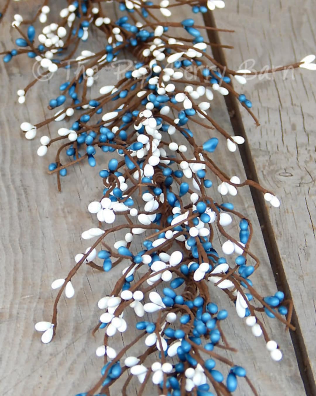 Spring Berry Garland, Blue & White Pip Berry Garland, Wispy Berry ...