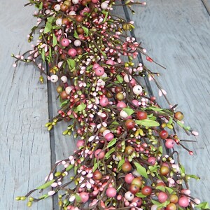 Spring Berry Garland, Pink & Green Mixed Berry Garland, Spring Pip ...