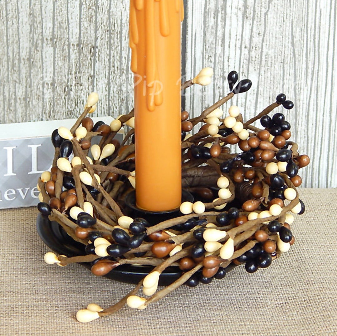 Fall Candle Ring, Rustic Candle Ring, Manchester Berry Ring, Primitive ...