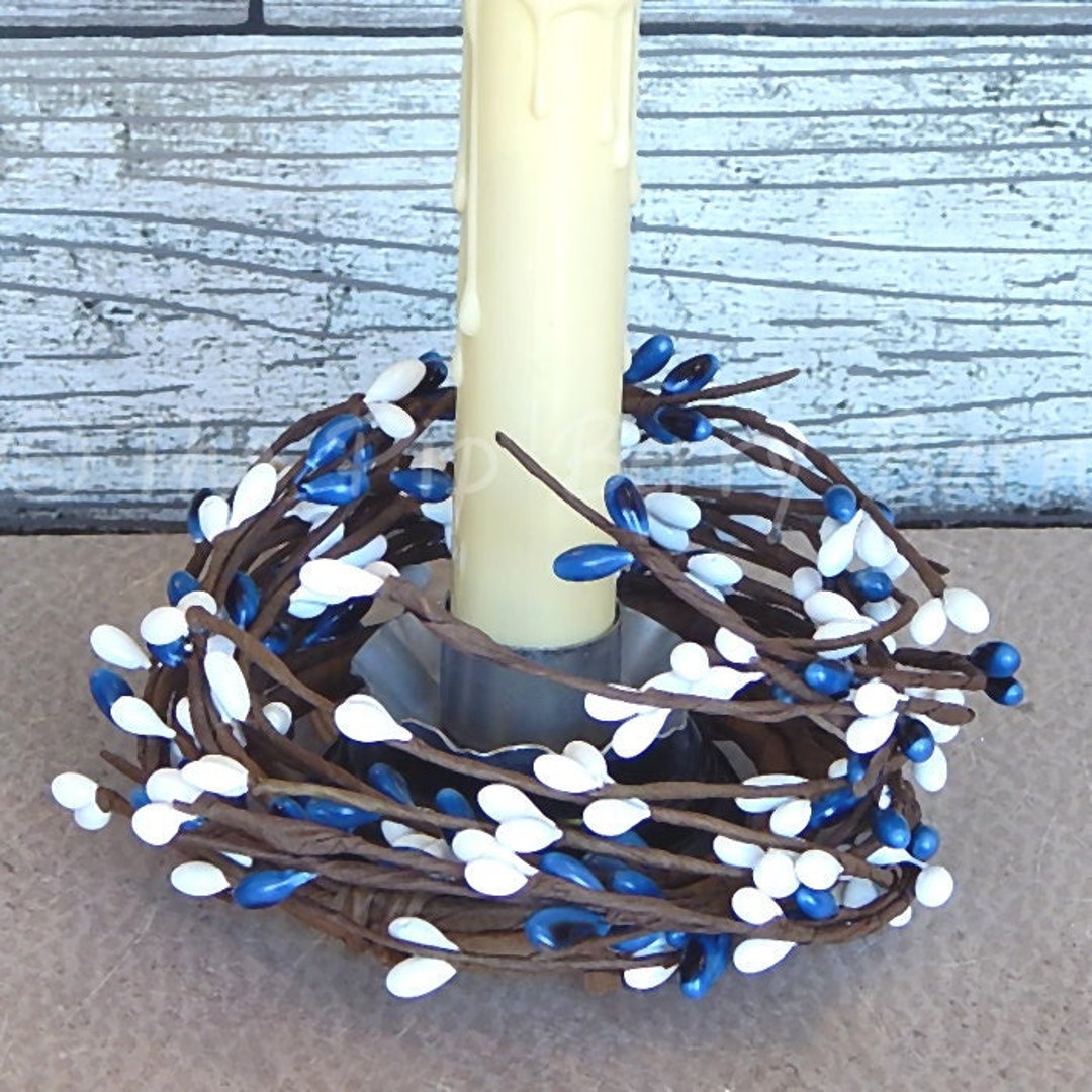 Candle Ring, Pip Berry Ring, Blue & White Berry Ring, Mini Wreath ...
