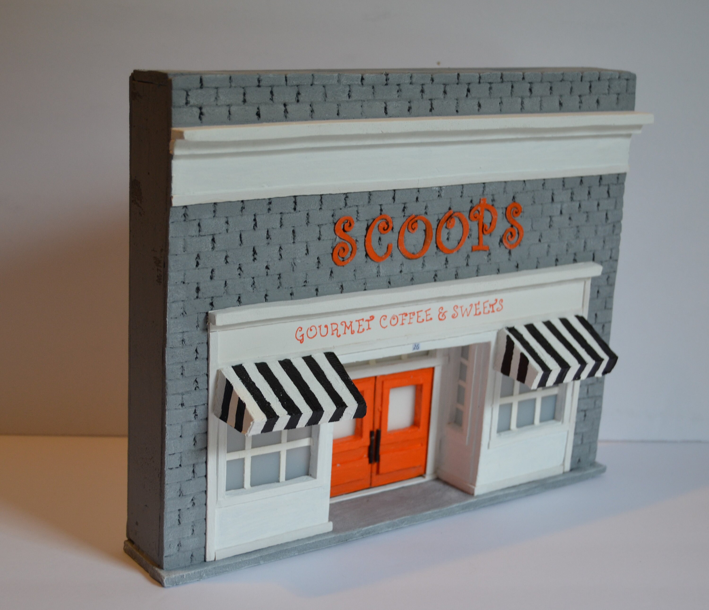 Scoops Ice Cream Shop, Downtown Storefront Diorama Art Coffee Shop ...
