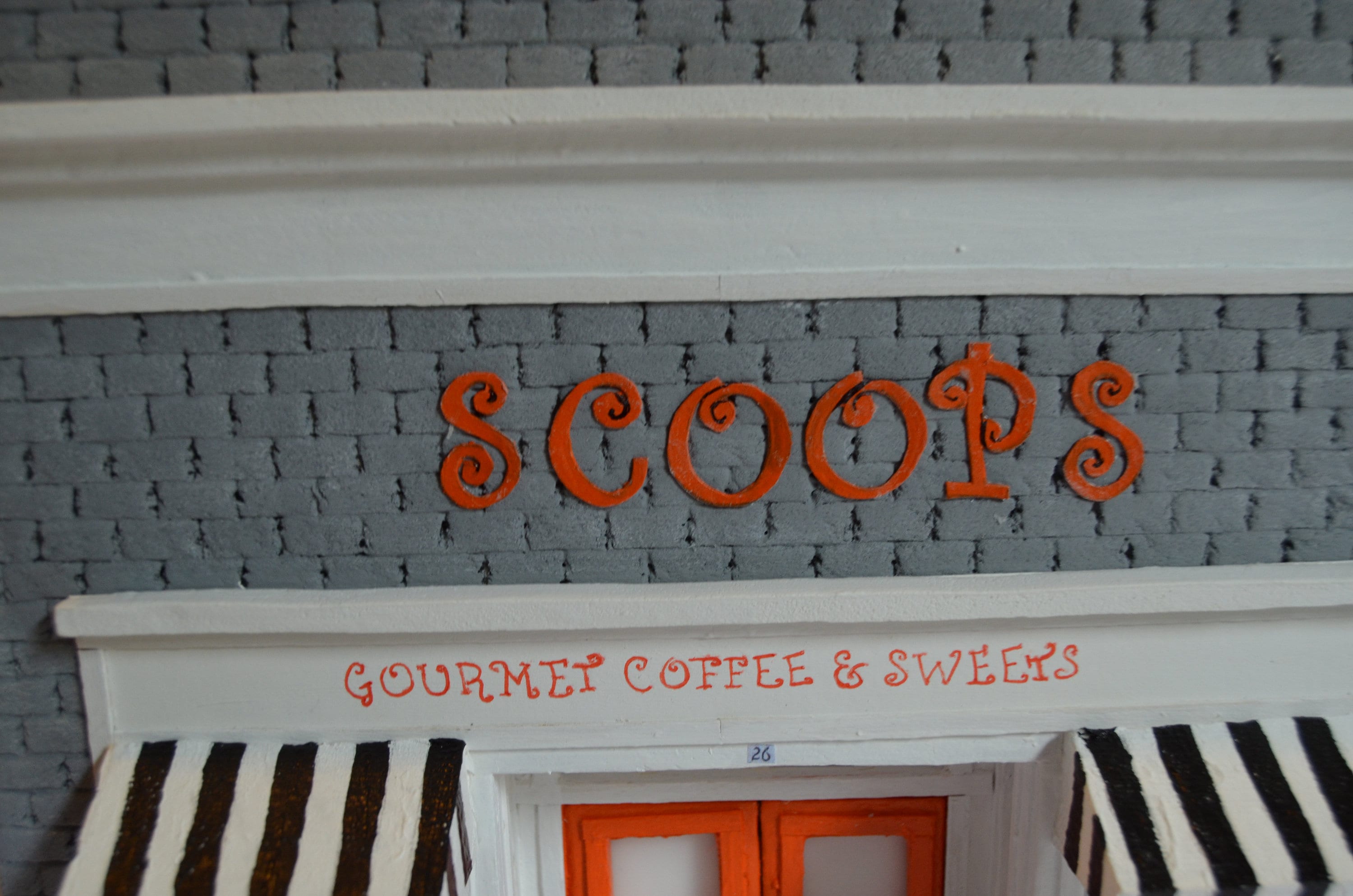 Scoops Ice Cream Shop, Downtown Storefront Diorama Art Coffee Shop ...