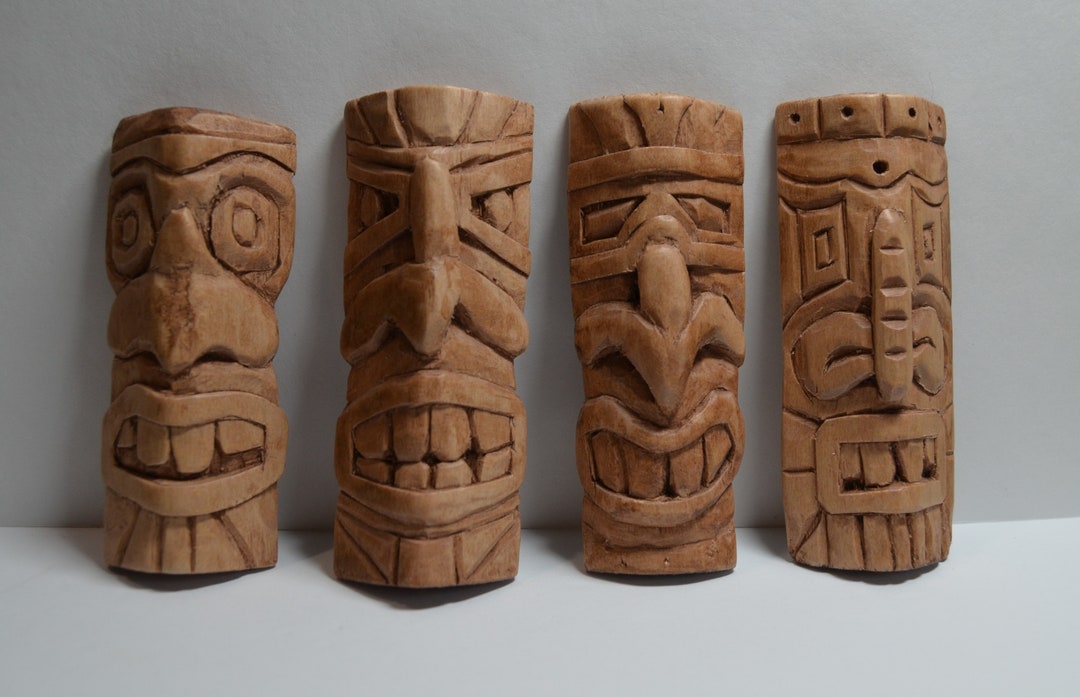 Tiki Magnet. Hand Carved Wood Tiki Totem Magnet Good Luck Magnet - Etsy