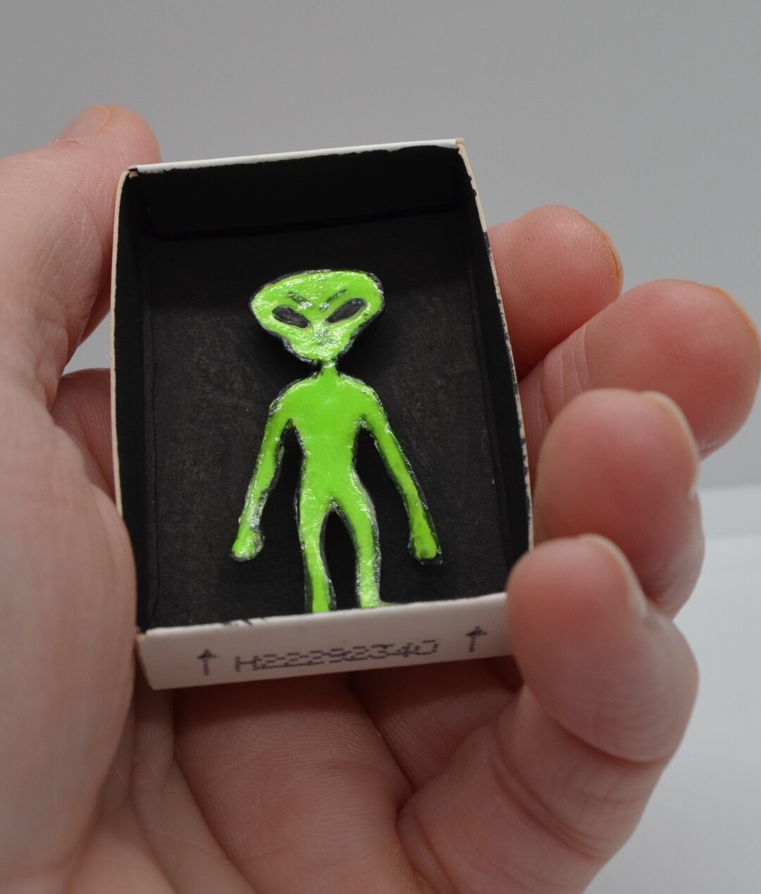 Alien Visitor Cryptid Matchbox Art Diorama Recycled Art Miniature - Etsy