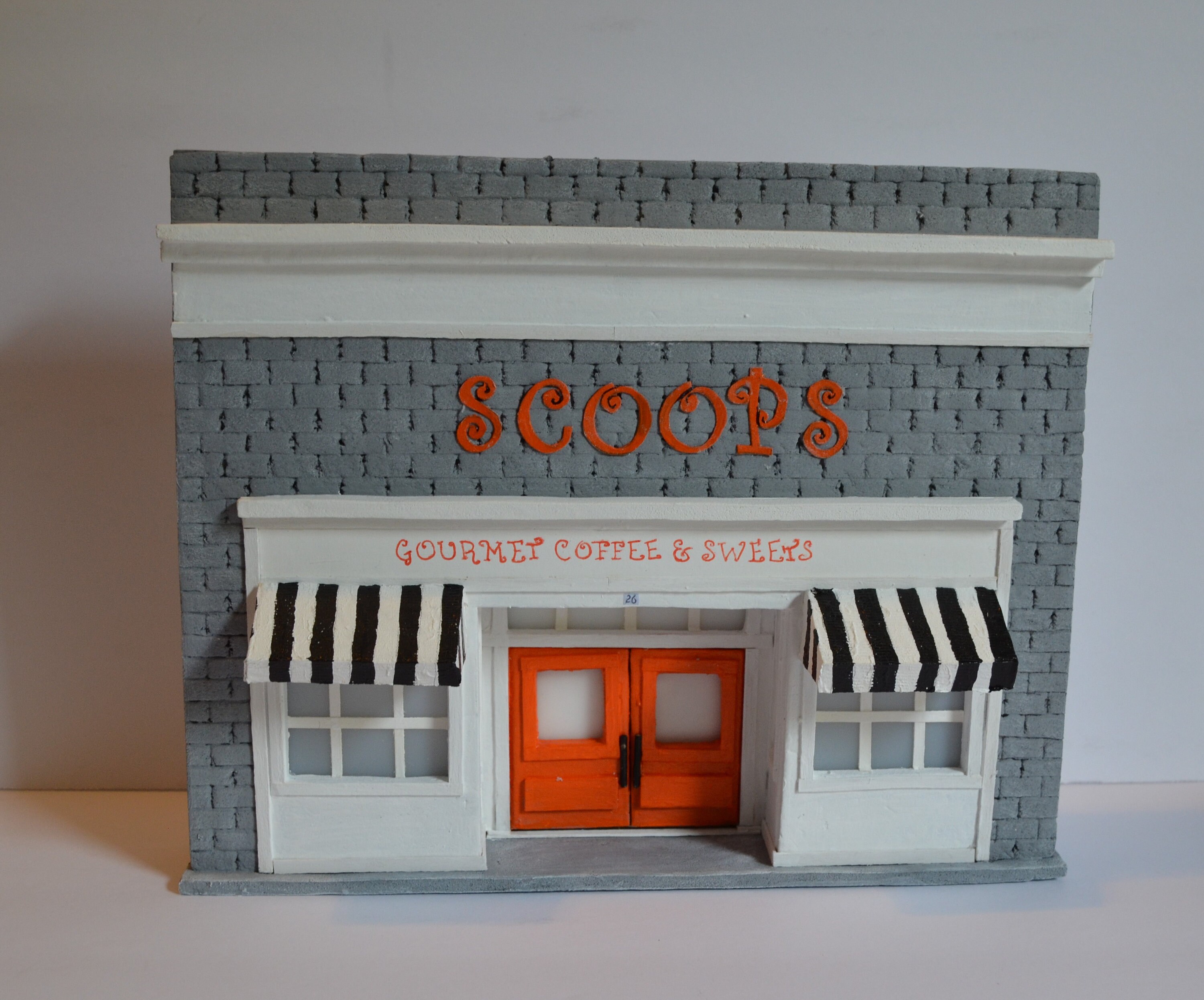 Scoops Ice Cream Shop, Downtown Storefront Diorama Art Coffee Shop ...