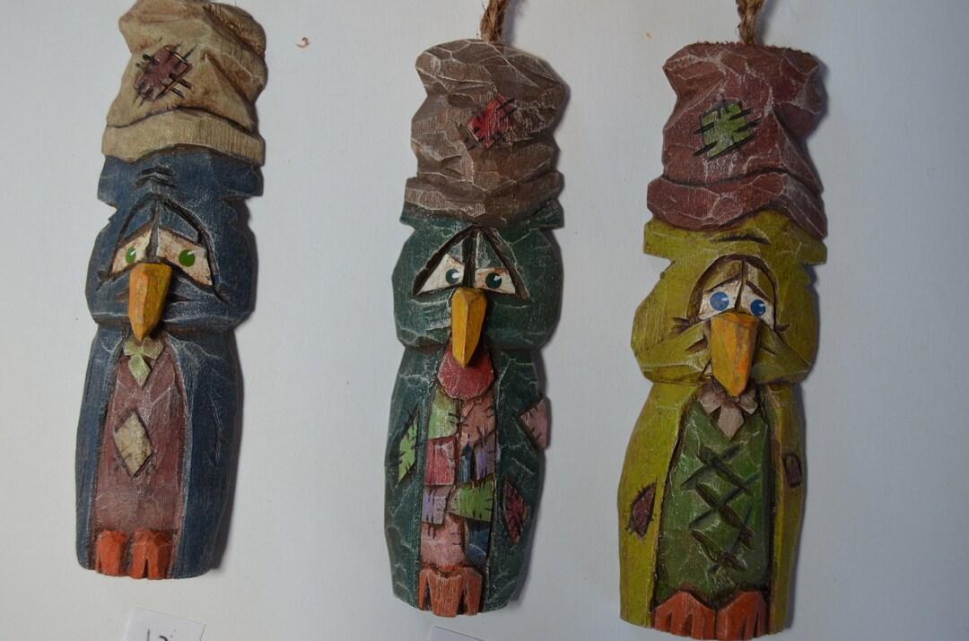 Hand Carved Funky Folk Art Hobo Owl Bird Rustic Antique Looking ...