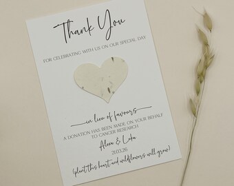 In Lieu of Favours Cards - Etsy
