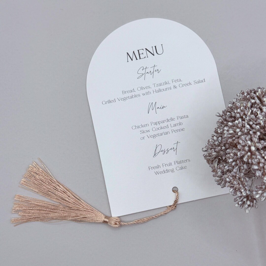 Wedding Menu Cards, Modern Menu Card, Arched Menu, Calligraphy Wedding ...