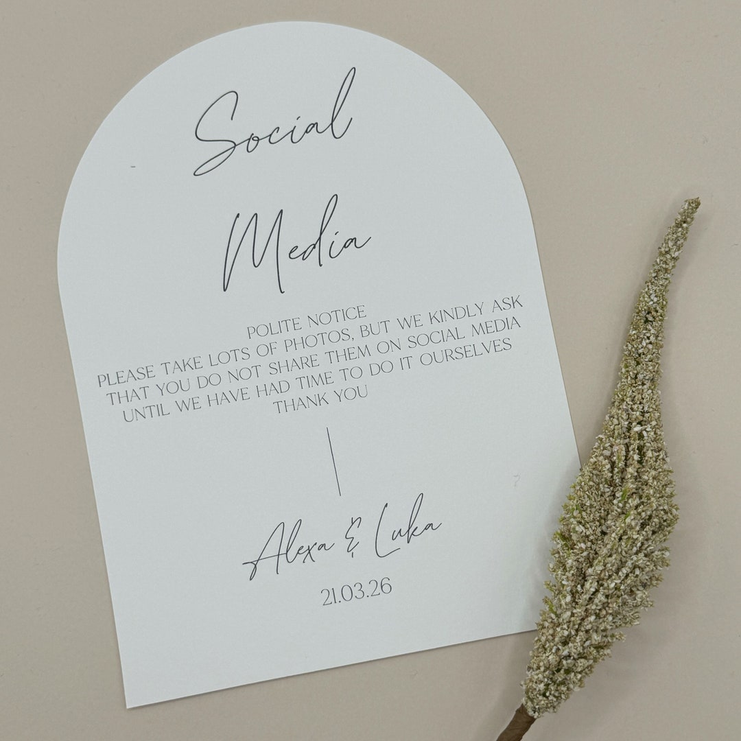 Personalized Social Media Wedding Sign: Polite Notice - Etsy