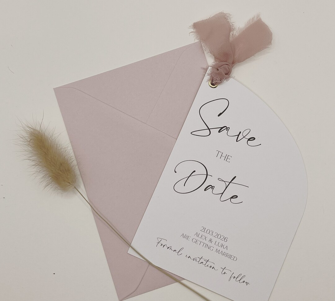 Blush Pink Save the Date, Ribbon Save the Date, Unique Save the Dates ...