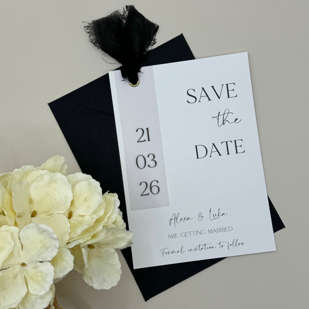 Ribbon Save the Date, Save the Date Cards, Rustic Save the Date, Unique ...
