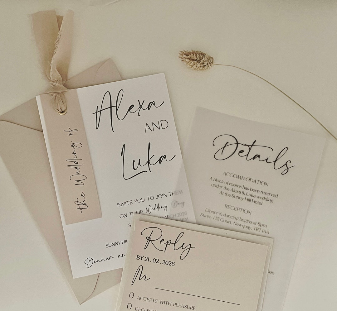 Elegant Minimalist Wedding Invitation Set – Boho Neutral Theme ...