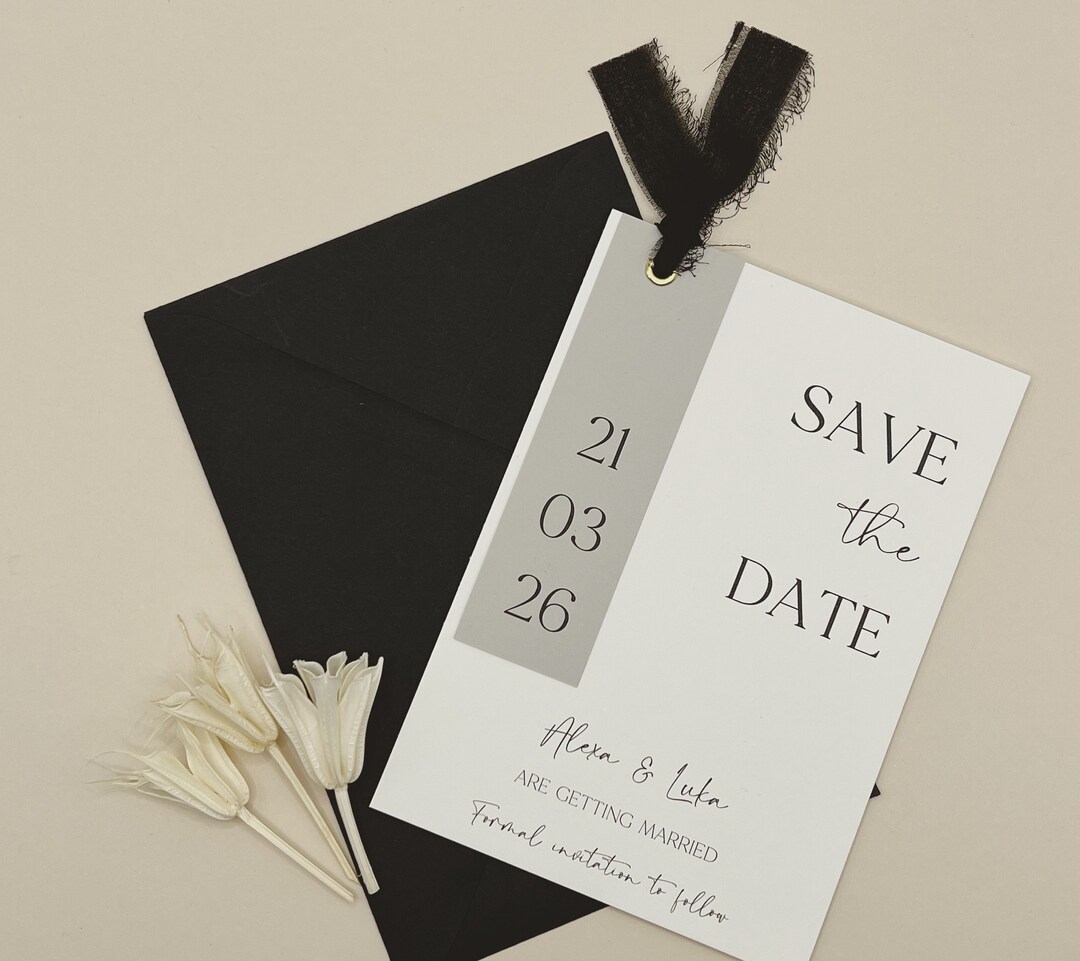 Ribbon Save the Date Save the Date Cards Rustic Save the - Etsy