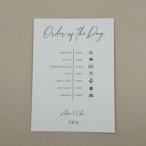 Personalized Wedding Order of the Day Card: Timeline Insert - Etsy UK