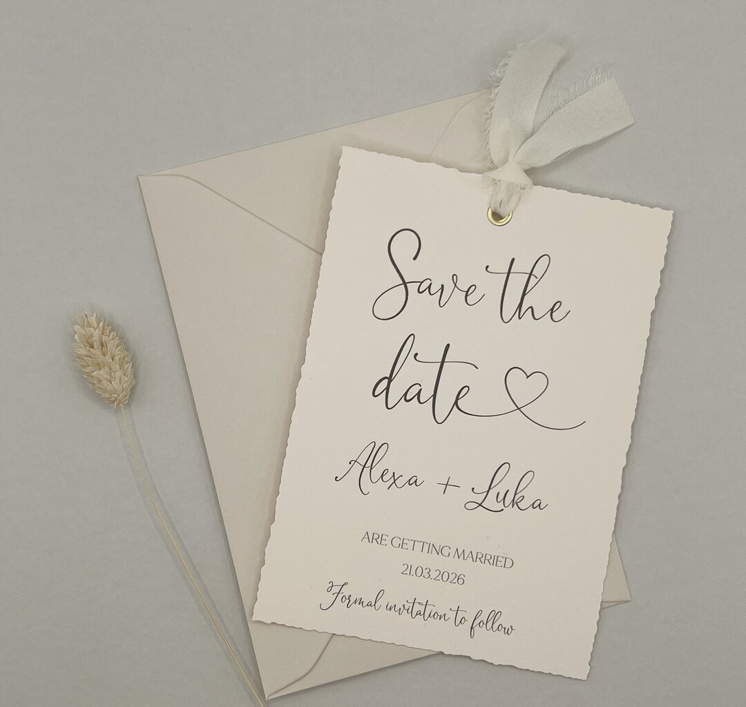 Ribbon Save the Date, Save the Date Cards, Rustic Save the Date, Unique ...