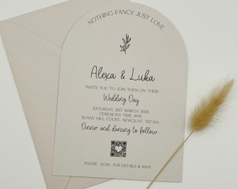 Curved Shape Wedding Invitation Modern Letterpress - Etsy