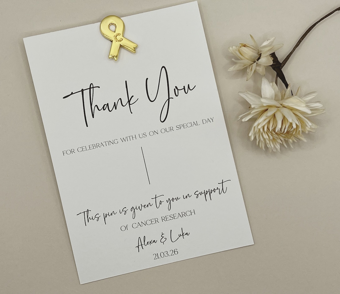 Charity Pin Wedding Favour Cards, in Lieu of Favours Cards, Charity ...