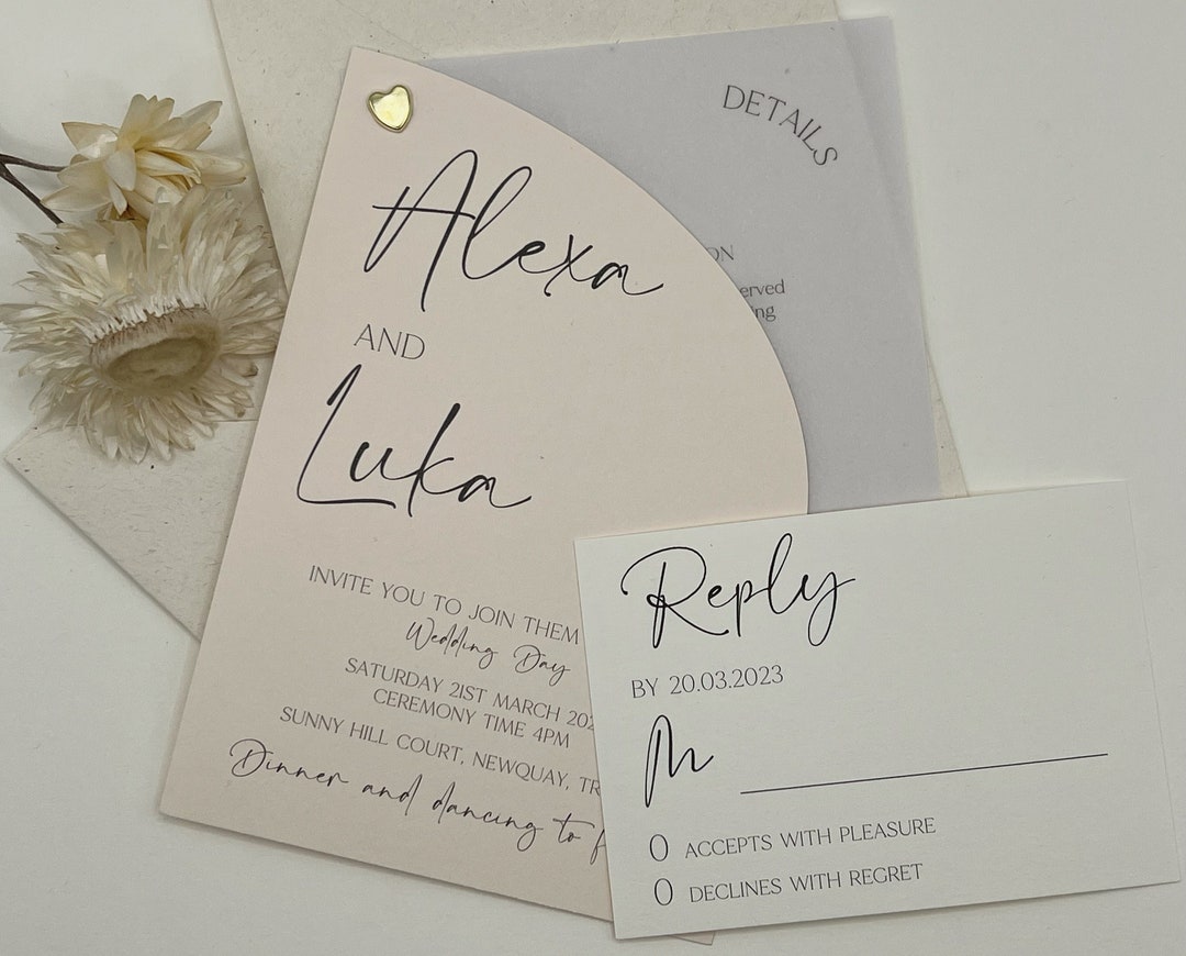 Neutral Wedding Invitation Set, Vellum Invitation, Ribbon Wedding ...