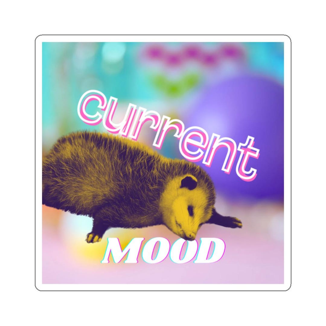 Current Mood: Drained Sticker, Nerdy and Funny Possum Design for Hilarious Small Stocking ...