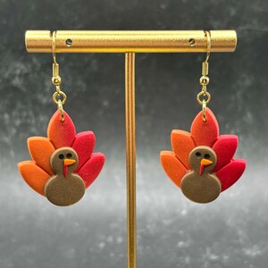 Festive Thanksgiving Turkey Polymer Clay Dangle Earrings - Cute Fall ...