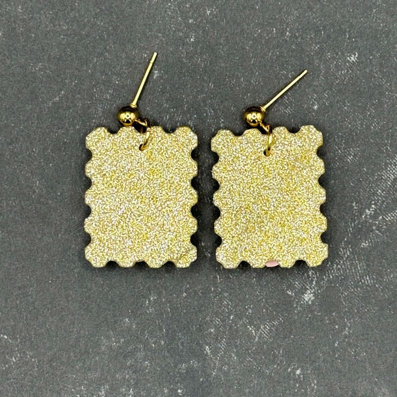 Bridgerton-inspired Gold Glitter Frame Earrings Vintage Cameo Style ...